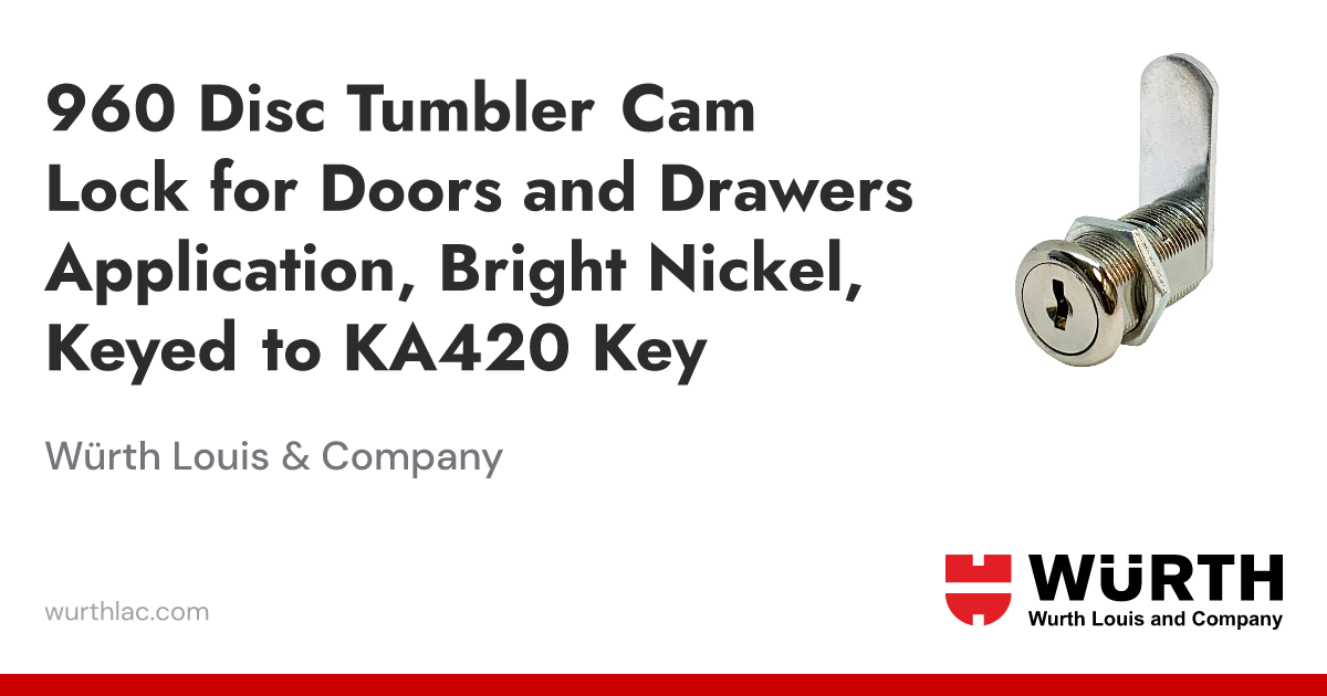 960 Disc Tumbler Cam Lock for Doors and Drawers Application, Bright ...
