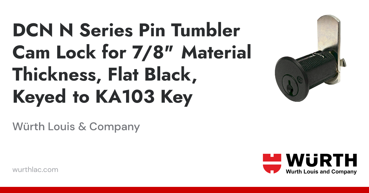 DCN N Series Pin Tumbler Cam Lock for 7/8" Material Thickness, Flat ...