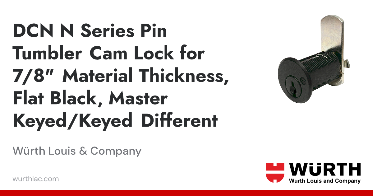 DCN N Series Pin Tumbler Cam Lock for 7/8" Material Thickness, Flat ...