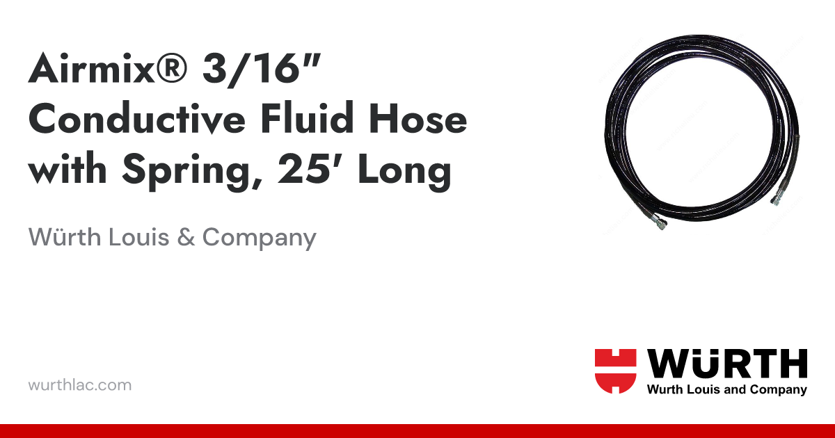 Airmix® 3/16" Conductive Fluid Hose with Spring, 25' Long | Würth Louis ...