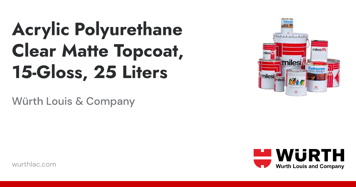 Acrylic Polyurethane Clear Matte Topcoat, 15-Gloss, 25 Liters | Würth ...