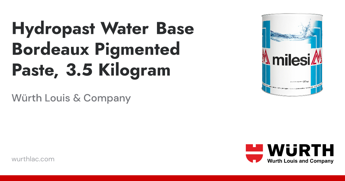 Hydropast Water Base Bordeaux Pigmented Paste, 3.5 Kilogram | Würth ...