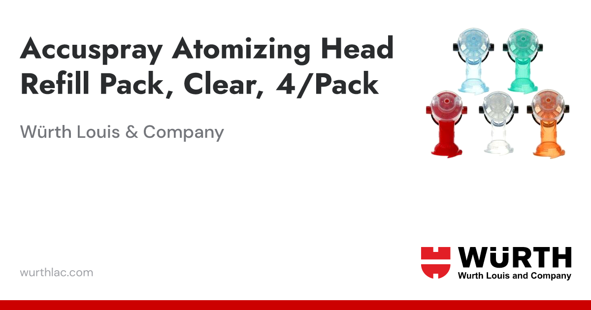 Accuspray Atomizing Head Refill Pack, Clear, 4/Pack | Würth Louis & Company