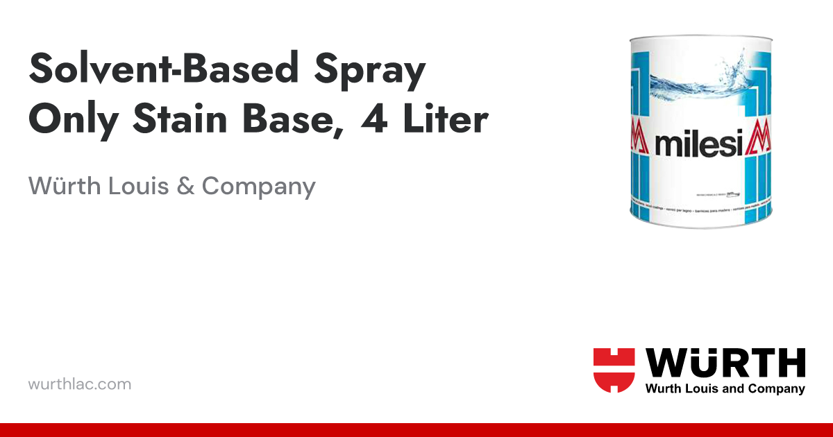 Solvent-Based Spray Only Stain Base, 4 Liter | Würth Louis & Company
