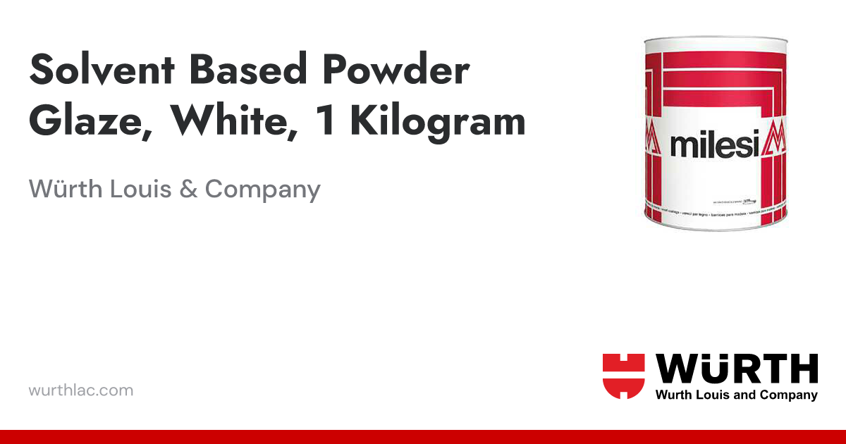 Solvent Based Powder Glaze, White, 1 Kilogram | Würth Louis & Company