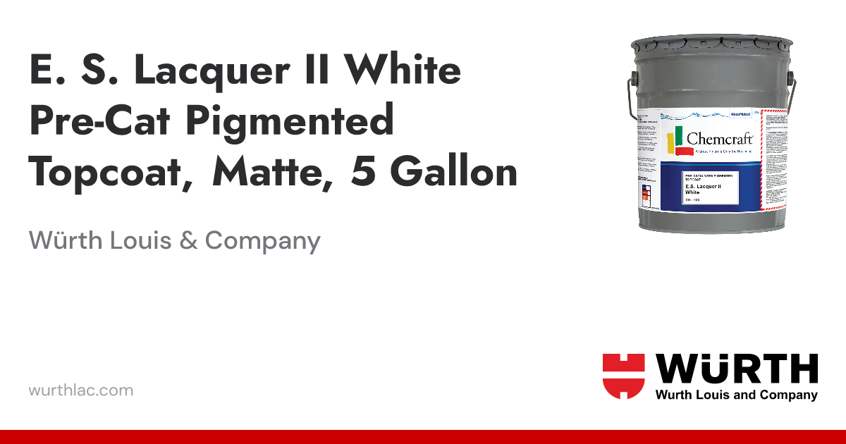 E. S. Lacquer II White Pre-Cat Pigmented Topcoat, Matte, 5 Gallon ...