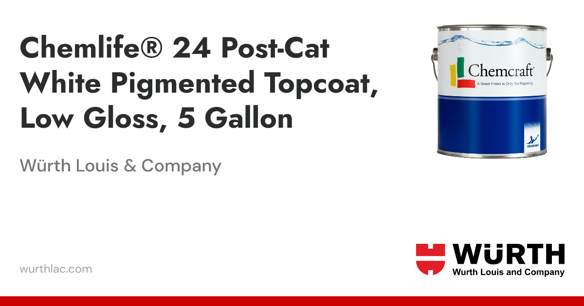 Chemlife® 24 Post-Cat White Pigmented Topcoat, Low Gloss, 5 Gallon ...