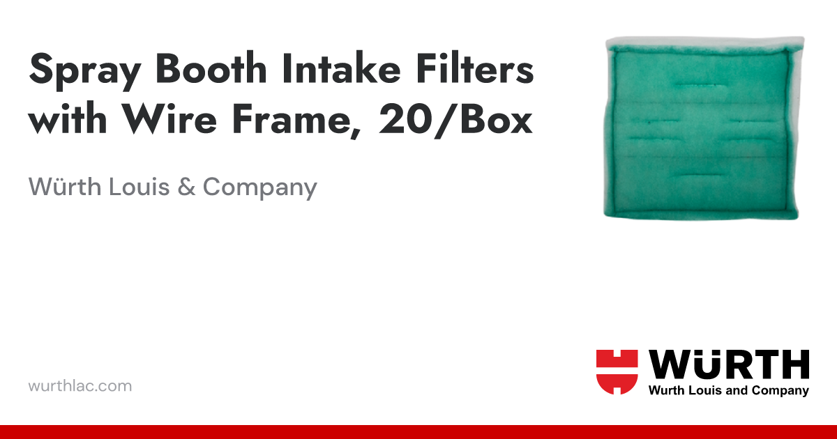 Spray Booth Intake Filters with Wire Frame, 20/Box | Würth Louis & Company