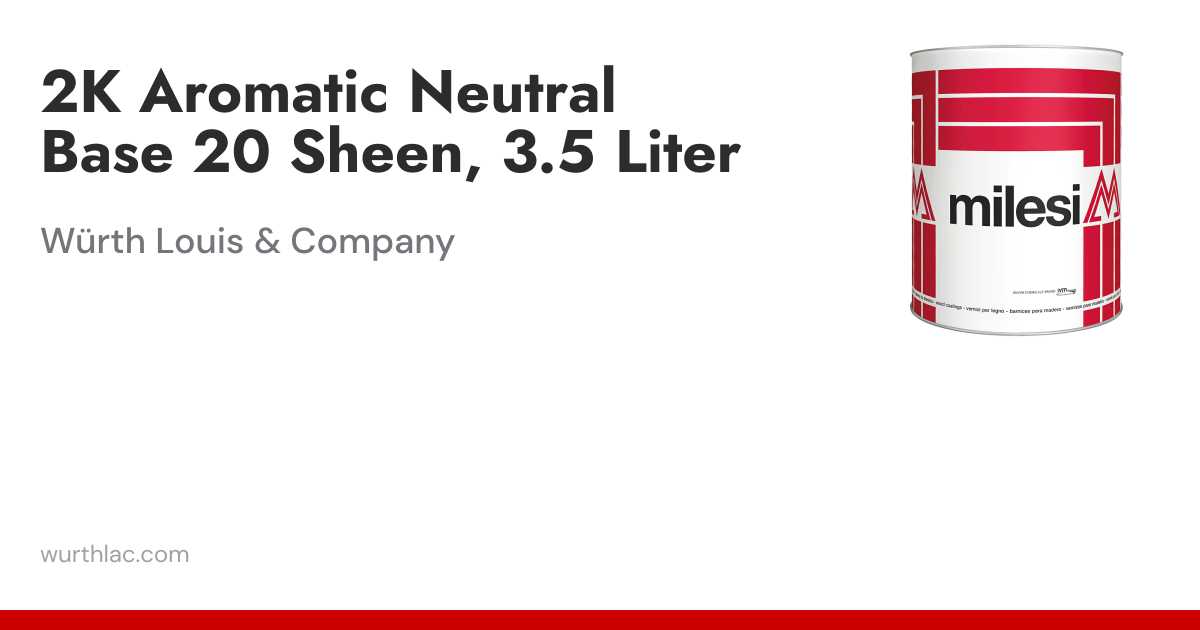2K Aromatic Neutral Base 20 Sheen, 3.5 Liter | Würth Louis & Company