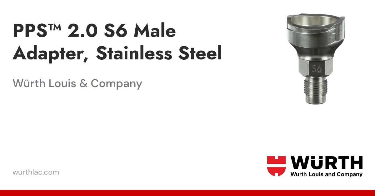 PPS™ 2.0 S6 Male Adapter, Stainless Steel | Würth Louis & Company