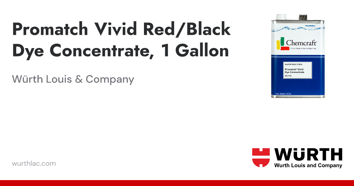 Promatch Vivid Red/Black Dye Concentrate, 1 Gallon | Würth Louis & Company