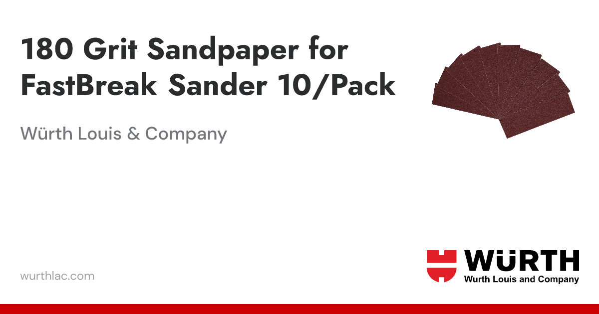180 Grit Sandpaper for FastBreak Sander 10/Pack | Würth Louis & Company