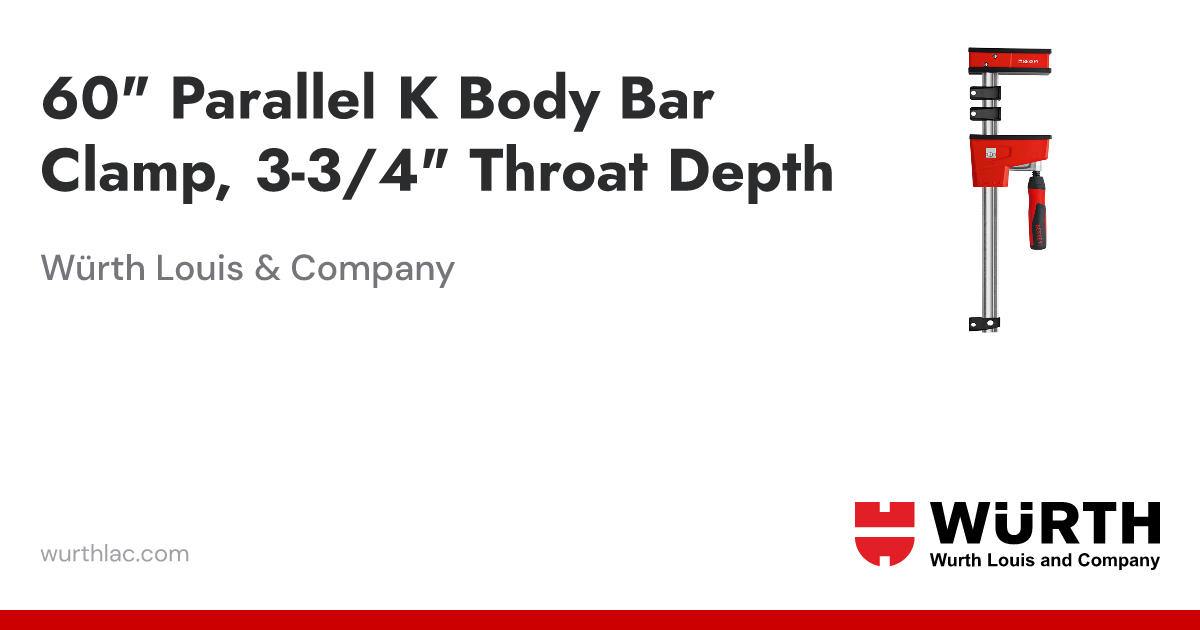 60" Parallel K Body Bar Clamp, 3-3/4" Throat Depth | Würth Louis & Company