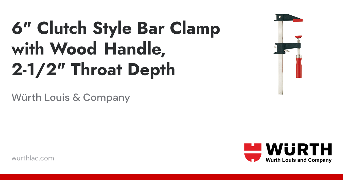 6" Clutch Style Bar Clamp with Wood Handle, 2-1/2" Throat Depth | Würth ...