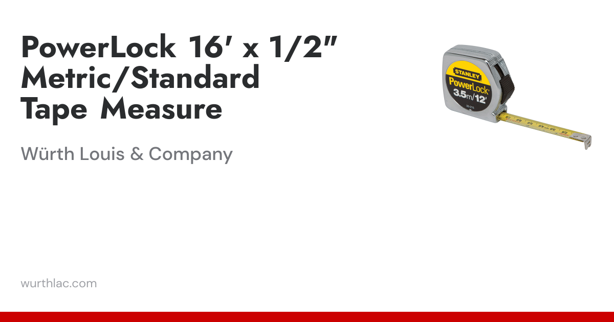 PowerLock 16' x 1/2" Metric/Standard Tape Measure | Wurth Louis and Company