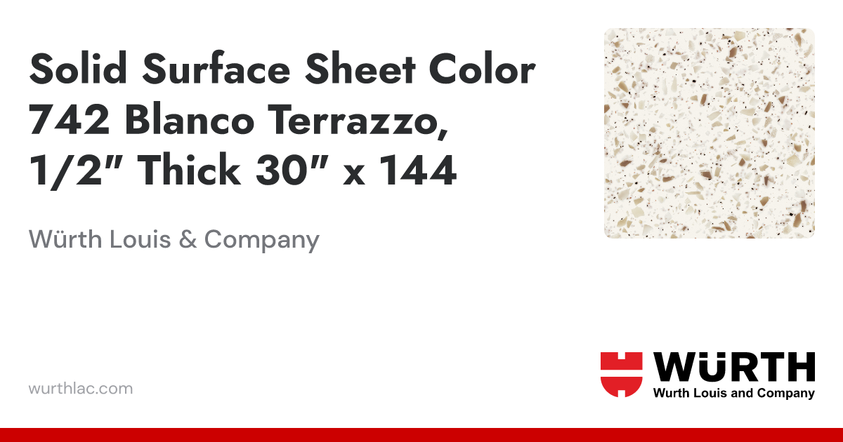 Solid Surface Sheet Color 742 Blanco Terrazzo, 1/2" Thick 30" x 144 ...