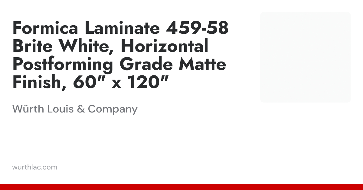 Formica Laminate 459-58 Brite White, Horizontal Postforming Grade Matte ...