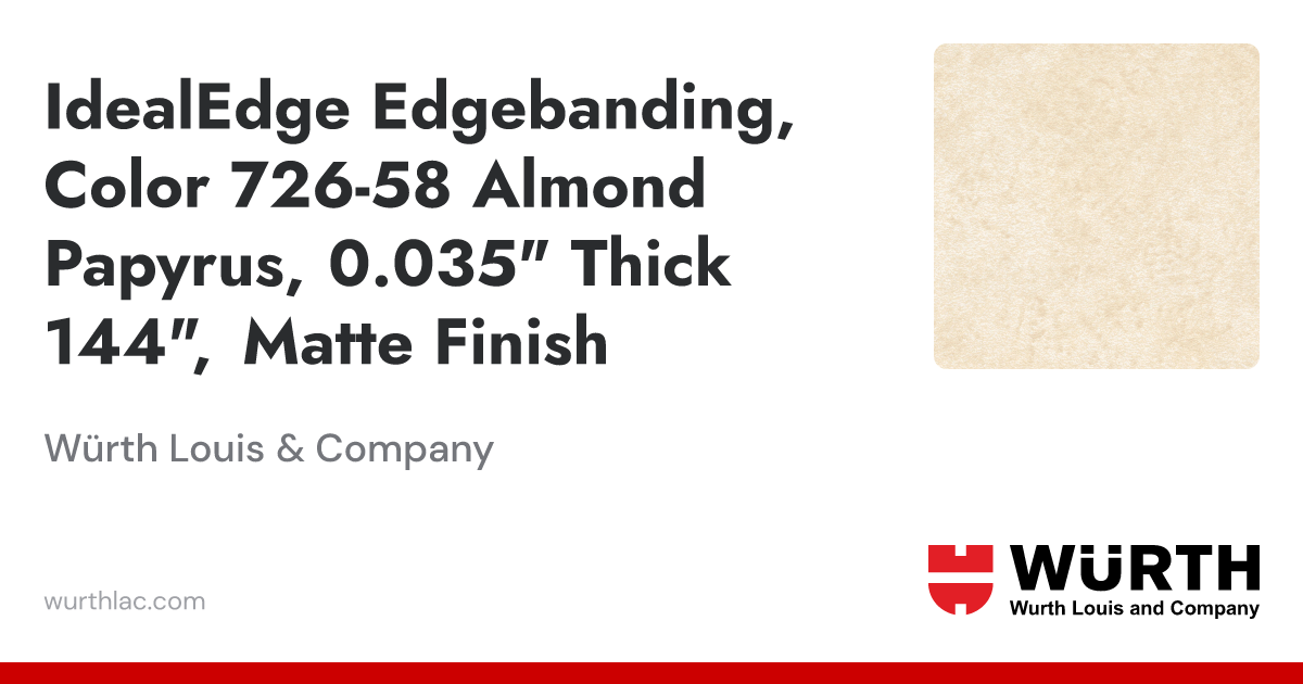 IdealEdge Edgebanding, Color 726-58 Almond Papyrus, 0.035" Thick 144 ...