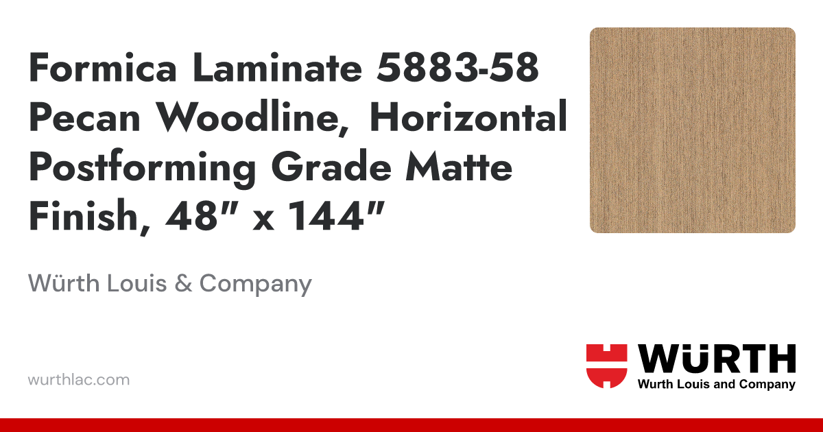 Formica Laminate 5883-58 Pecan Woodline, Horizontal Postforming Grade Matte Finish, 48" x 144 ...