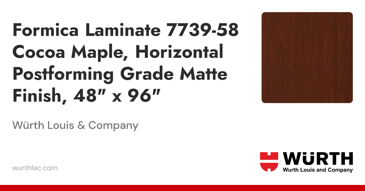 Formica Laminate 7739-58 Cocoa Maple, Horizontal Postforming Grade Matte Finish, 48" x 96 ...