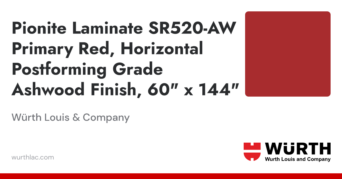 Pionite Laminate SR520-AW Primary Red, Horizontal Postforming Grade ...