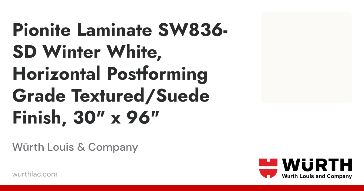 Pionite Laminate SW836-SD Winter White, Horizontal Postforming Grade ...