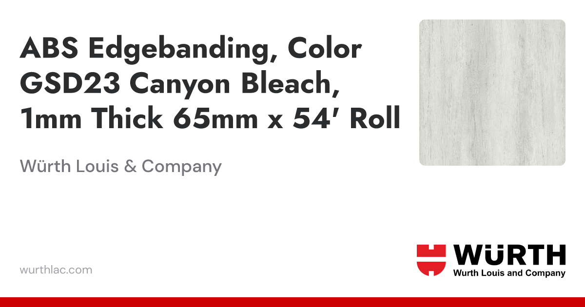 ABS Edgebanding, Color GSD23 Canyon Bleach, 1mm Thick 65mm x 54' Roll ...