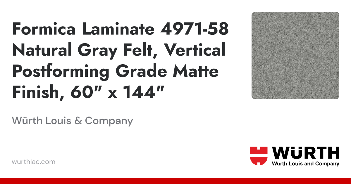 Formica Laminate 4971-58 Natural Gray Felt, Vertical Postforming Grade ...