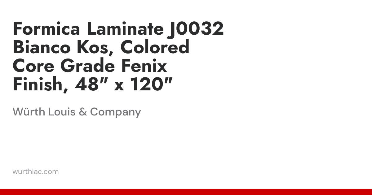 Formica Laminate J0032 Bianco Kos, Colored Core Grade Fenix Finish, 48 ...