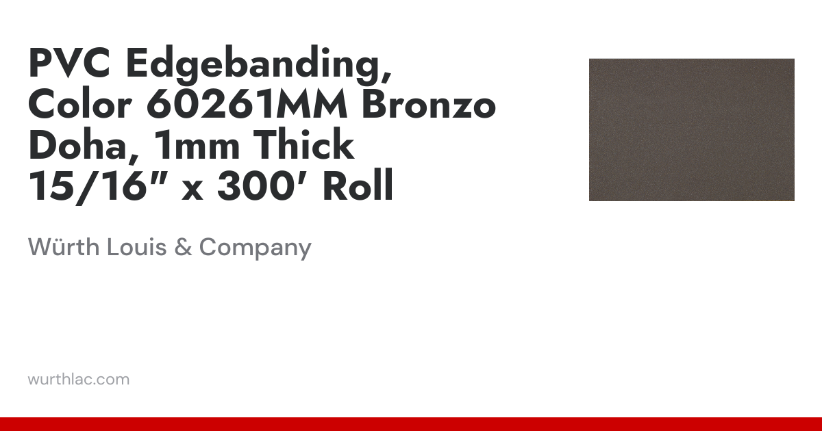 PVC Edgebanding, Color 60261MM Bronzo Doha, 1mm Thick 15/16" x 300 ...