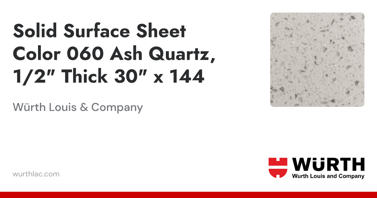 Solid Surface Sheet Color 060 Ash Quartz, 1/2" Thick 30" x 144 | Würth ...