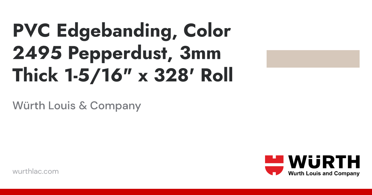 PVC Edgebanding, Color 2495 Pepperdust, 3mm Thick 1-5/16" x 328' Roll ...