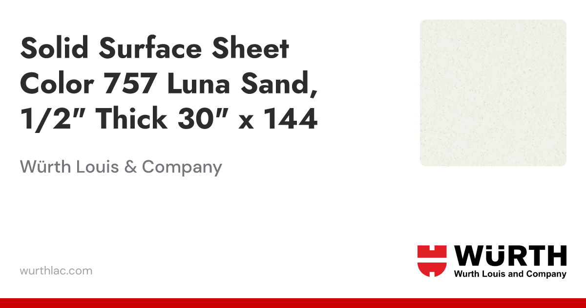 Solid Surface Sheet Color 757 Luna Sand, 1/2" Thick 30" x 144 | Würth ...