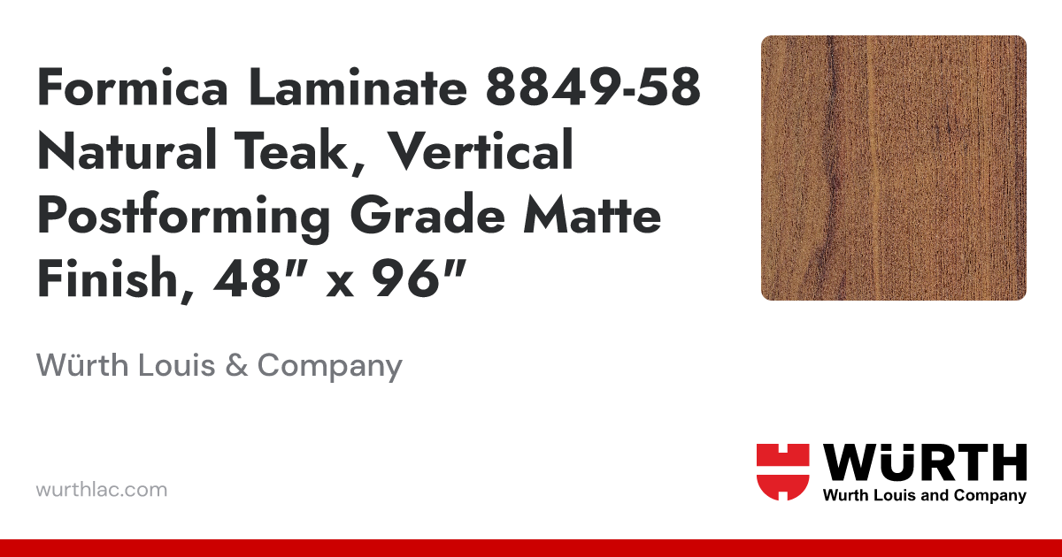 Formica Laminate 8849-58 Natural Teak, Vertical Postforming Grade Matte ...