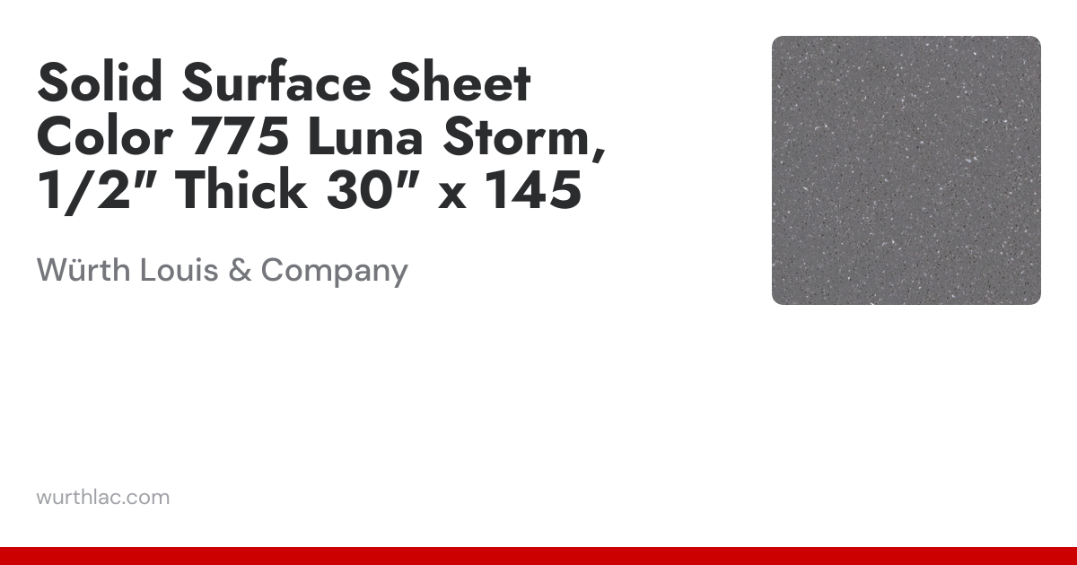 Solid Surface Sheet Color 775 Luna Storm, 1/2" Thick 30" x 145 | Würth ...