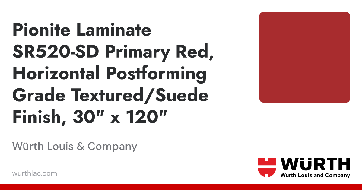 Pionite Laminate SR520-SD Primary Red, Horizontal Postforming Grade ...