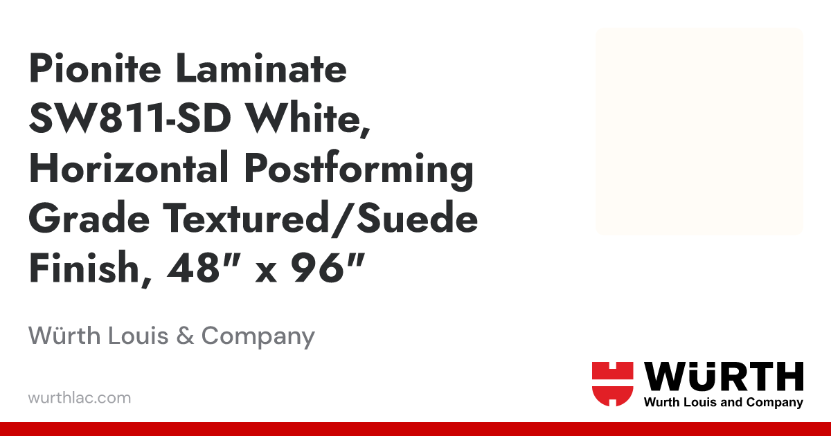 Pionite Laminate SW811-SD White, Horizontal Postforming Grade Textured ...