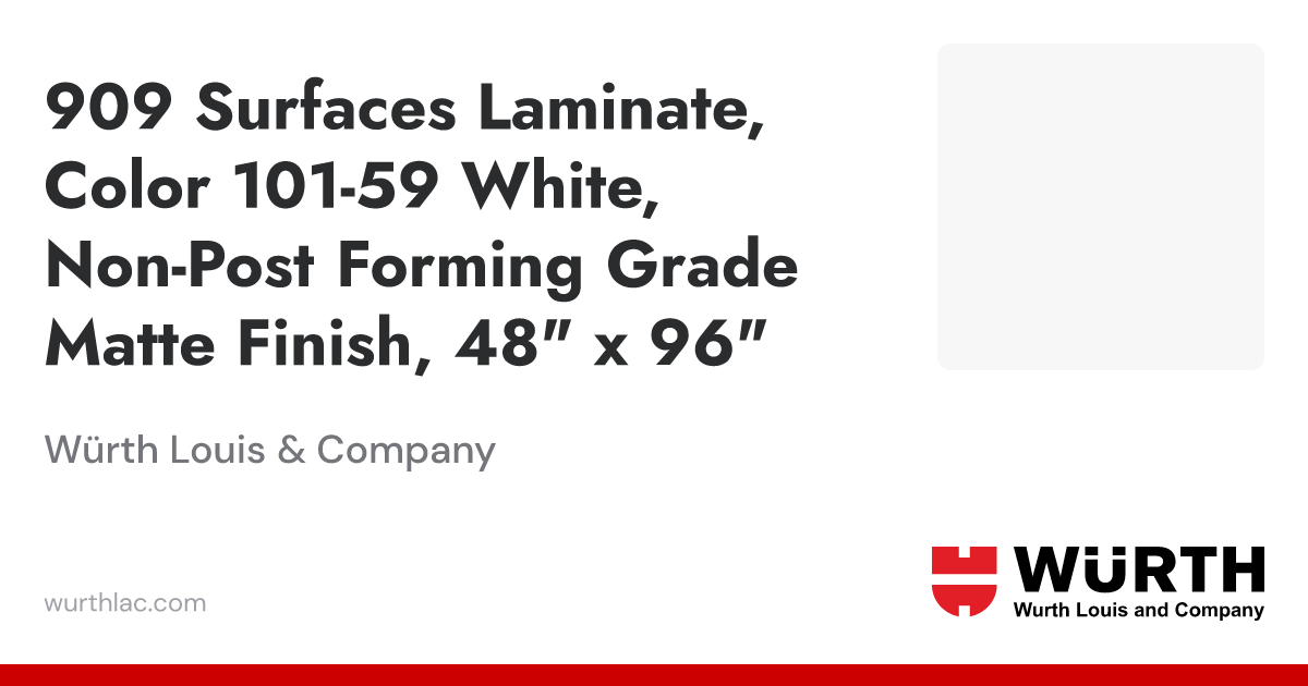 909 Surfaces Laminate, Color 101-59 White, Non-Post Forming Grade Matte ...