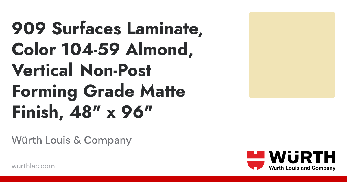 909 Surfaces Laminate, Color 104-59 Almond, Vertical Non-Post Forming ...