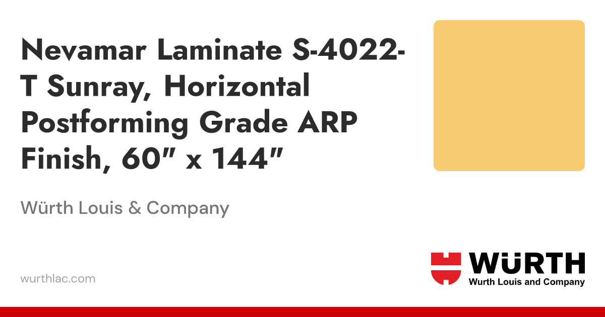 Nevamar Laminate S-4022-T Sunray, Horizontal Postforming Grade ARP ...