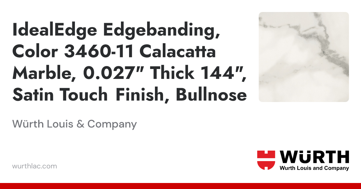 IdealEdge Edgebanding, Color 3460-11 Calacatta Marble, 0.027" Thick 144", Satin Touch Finish ...