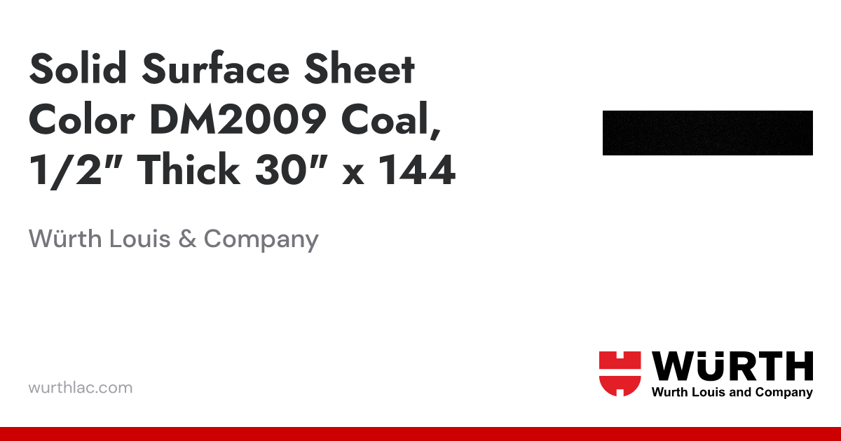 Solid Surface Sheet Color DM2009 Coal, 1/2" Thick 30" x 144 | Würth ...
