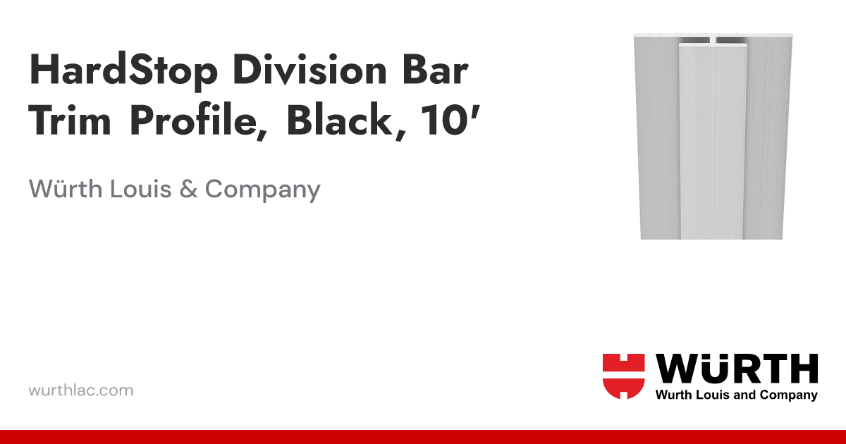 HardStop Division Bar Trim Profile, Black, 10' | Würth Louis & Company