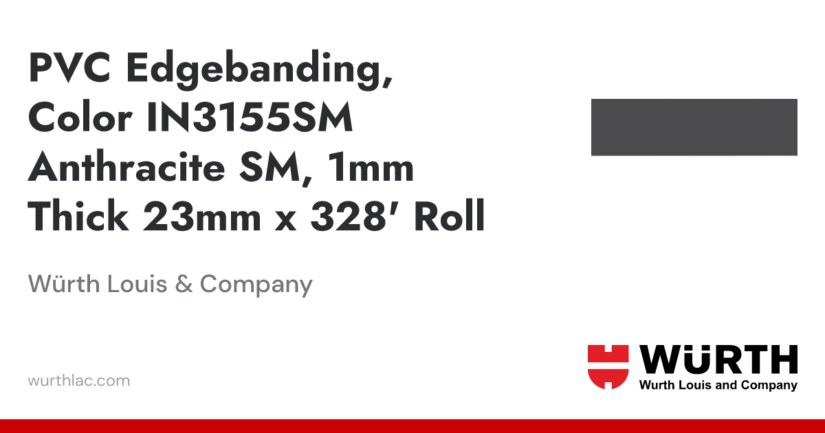 PVC Edgebanding, Color IN3155SM Anthracite SM, 1mm Thick 23mm x 328 ...