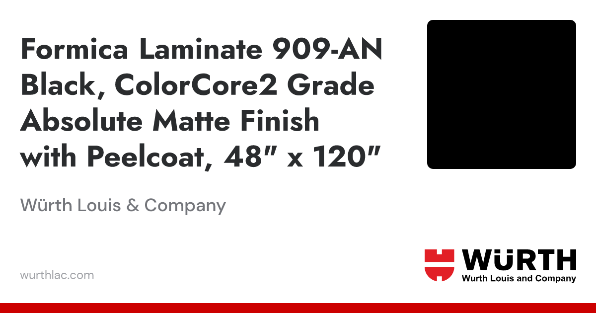Formica Laminate 909-AN Black, ColorCore2 Grade Absolute Matte Finish ...