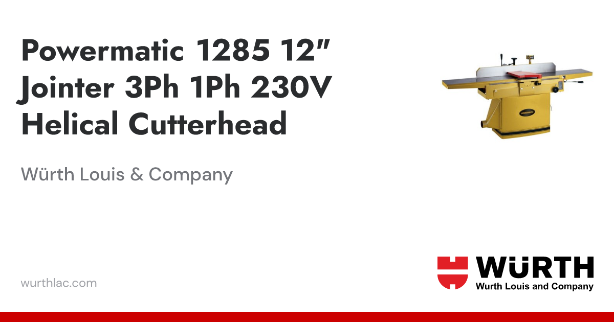 Powermatic 1285 12" Jointer 3Ph 1Ph 230V Helical Cutterhead | Würth ...