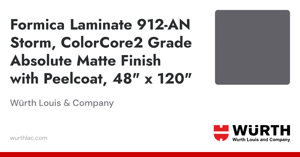 Formica Laminate 912-AN Storm, ColorCore2 Grade Absolute Matte Finish ...