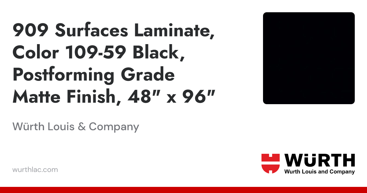 909 Surfaces Laminate, Color 109-59 Black, Postforming Grade Matte ...
