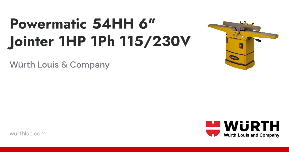 Powermatic 54HH 6" Jointer 1HP 1Ph 115/230V | Würth Louis & Company