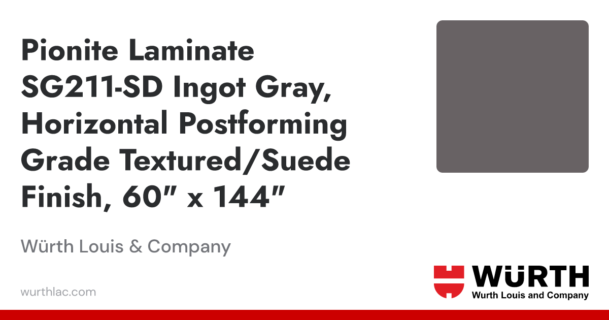 Pionite Laminate SG211-SD Ingot Gray, Horizontal Postforming Grade Textured/Suede Finish, 60" x ...